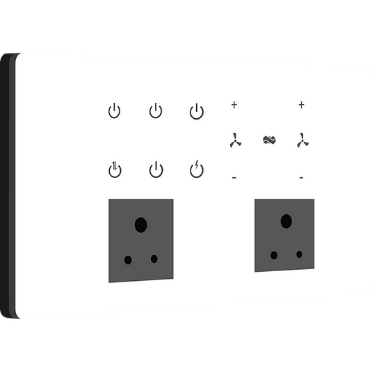 12 Gang (6 Switch + 2 Fan + 2 Plug ) IR Remote & Wi-Fi Touch Switch