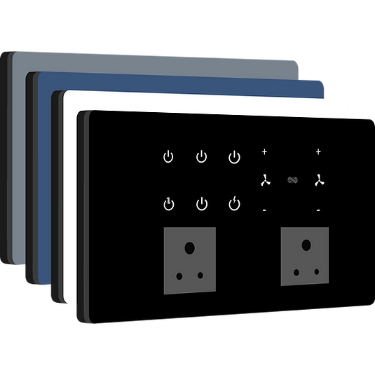 12 Gang (6 Switch + 2 Fan + 2 Plug ) IR Remote & Wi-Fi Touch Switch